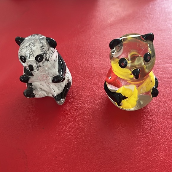 Office | 2 Vintage Murano Style Art Glass Panda Figurine 275h ...